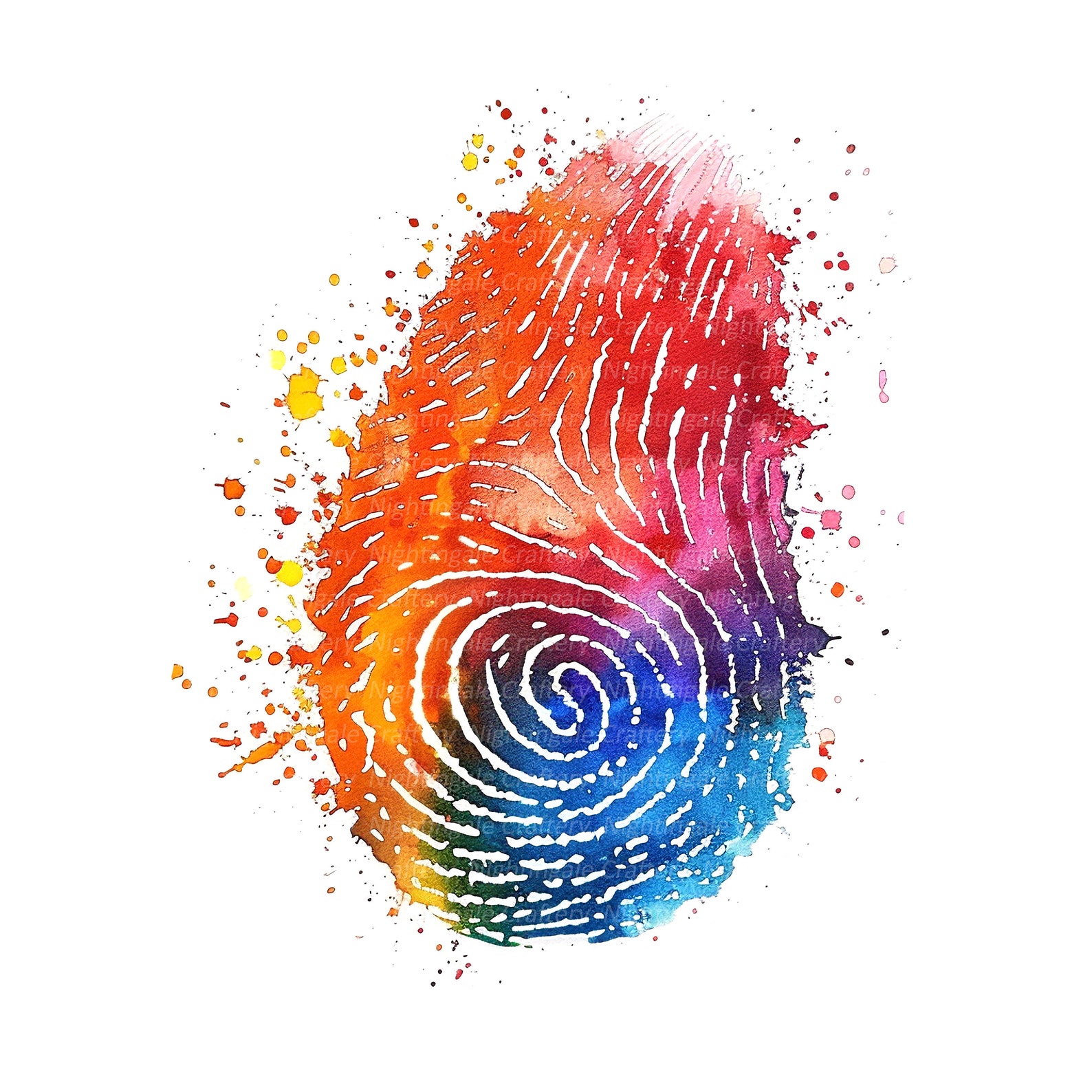 12 Coloured Fingerprints Clipart, Fingerprint Clipart, Printable ...
