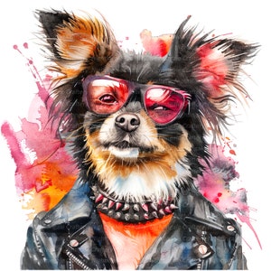 12 Dog Punk Clipart, Punk Rock Clipart, Printable Watercolor Clipart ...