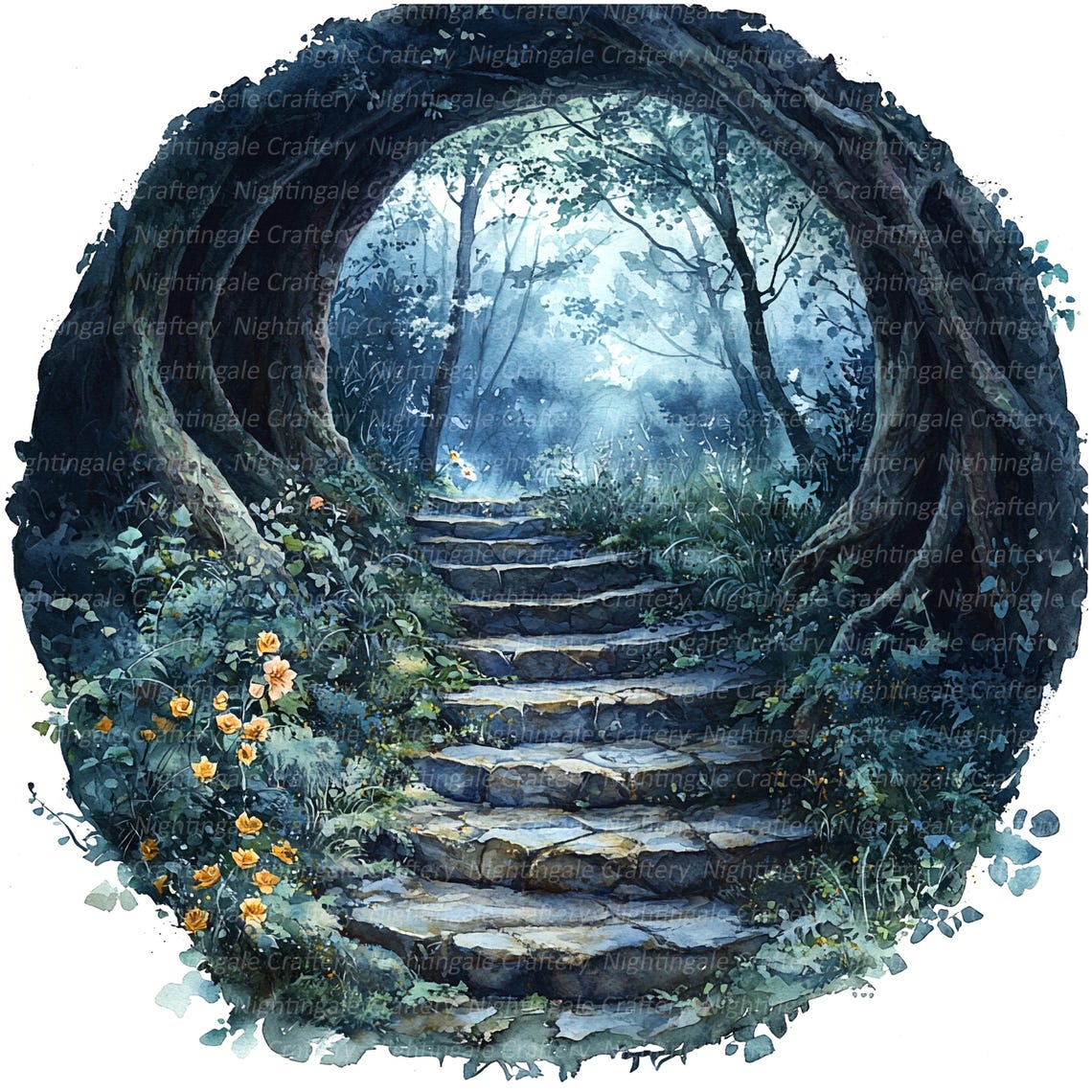 10 Enchanted Trail Clipart, Magic Forest, Printable Watercolor Clipart ...