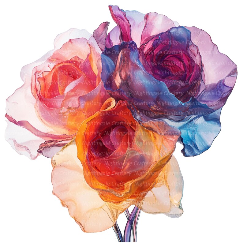 10 Mesmerizing Roses Clipart, Roses Wall Art, Printable Watercolor ...