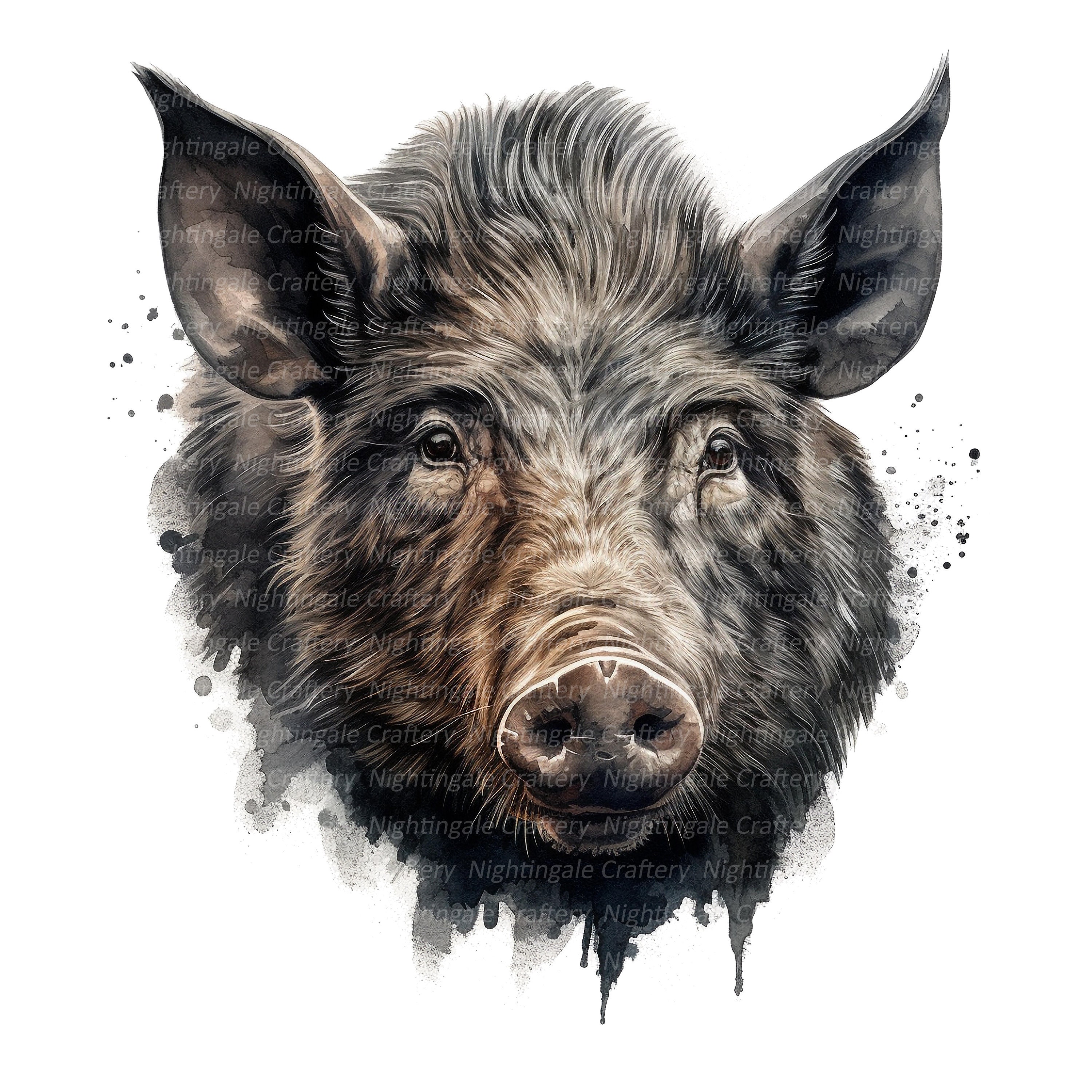 Wild Boar Close up Clipart Printable Watercolor Clipart 8 - Etsy UK