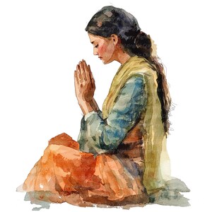 12 Biblical Woman Praying Clipart, Prayers, Printable Watercolor ...