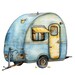9 Cartoon Trailer Clipart, Camping Trailer, Printable Watercolor ...