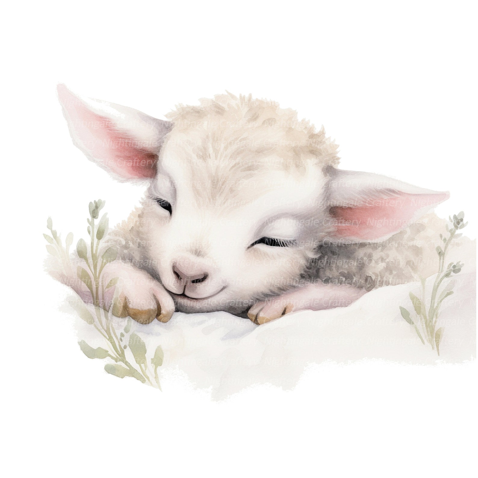 8 Cute Lamb Clipart, Watercolor Sheep Clipart, Printable Watercolor ...