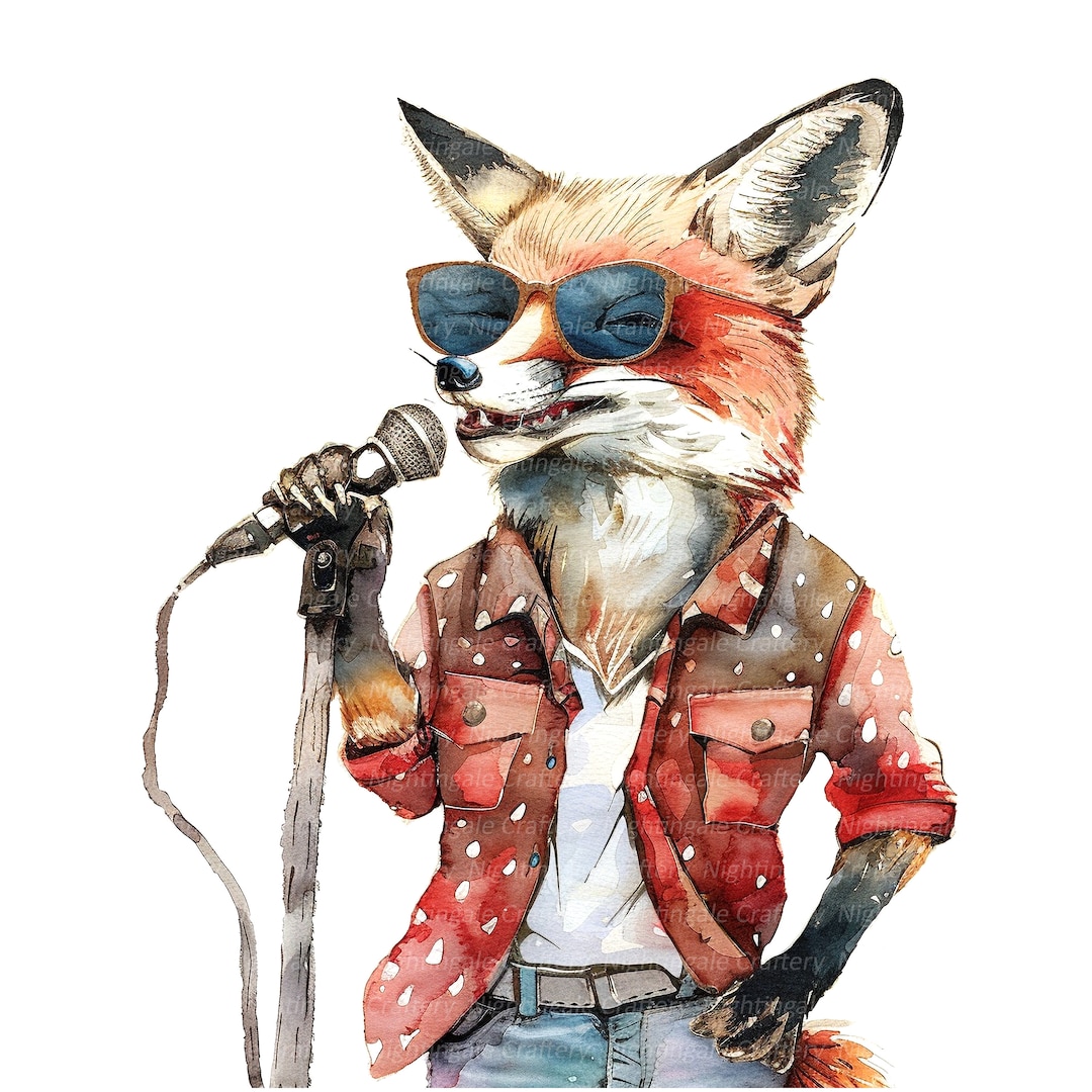 12 Fox Singing Clipart, Fox Clipart, Printable Watercolor Clipart, High ...