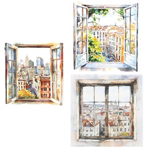 14 Window City View Clipart, Window With City Landscape, Printable ...