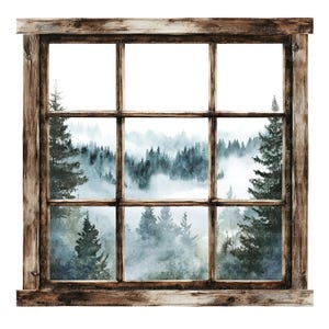 16 Window Forest View Clipart, Window to Forest Clipart, Printable ...
