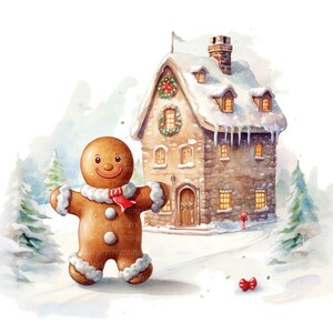 12 Gingerbread House and Man Clipart, Christmas Clipart, Printable ...