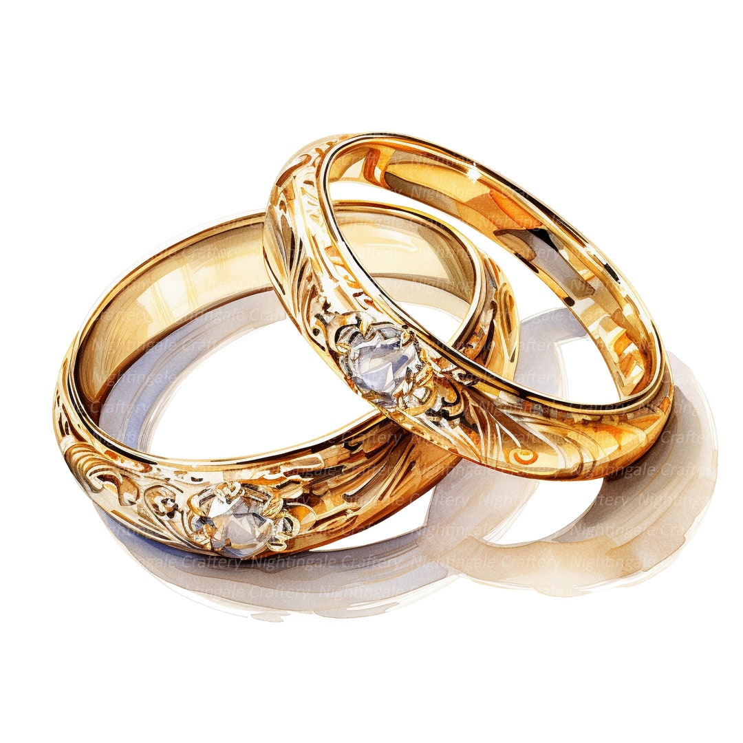 12 Wedding Rings Clipart Set 2, Wedding Clipart, Printable Watercolor ...