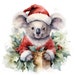 11 Christmas Koala Clipart, Koala Bear Clipart, Printable Watercolor ...