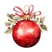 12 Red Bauble Clipart, Christmas Bauble Clipart, Printable Watercolor ...