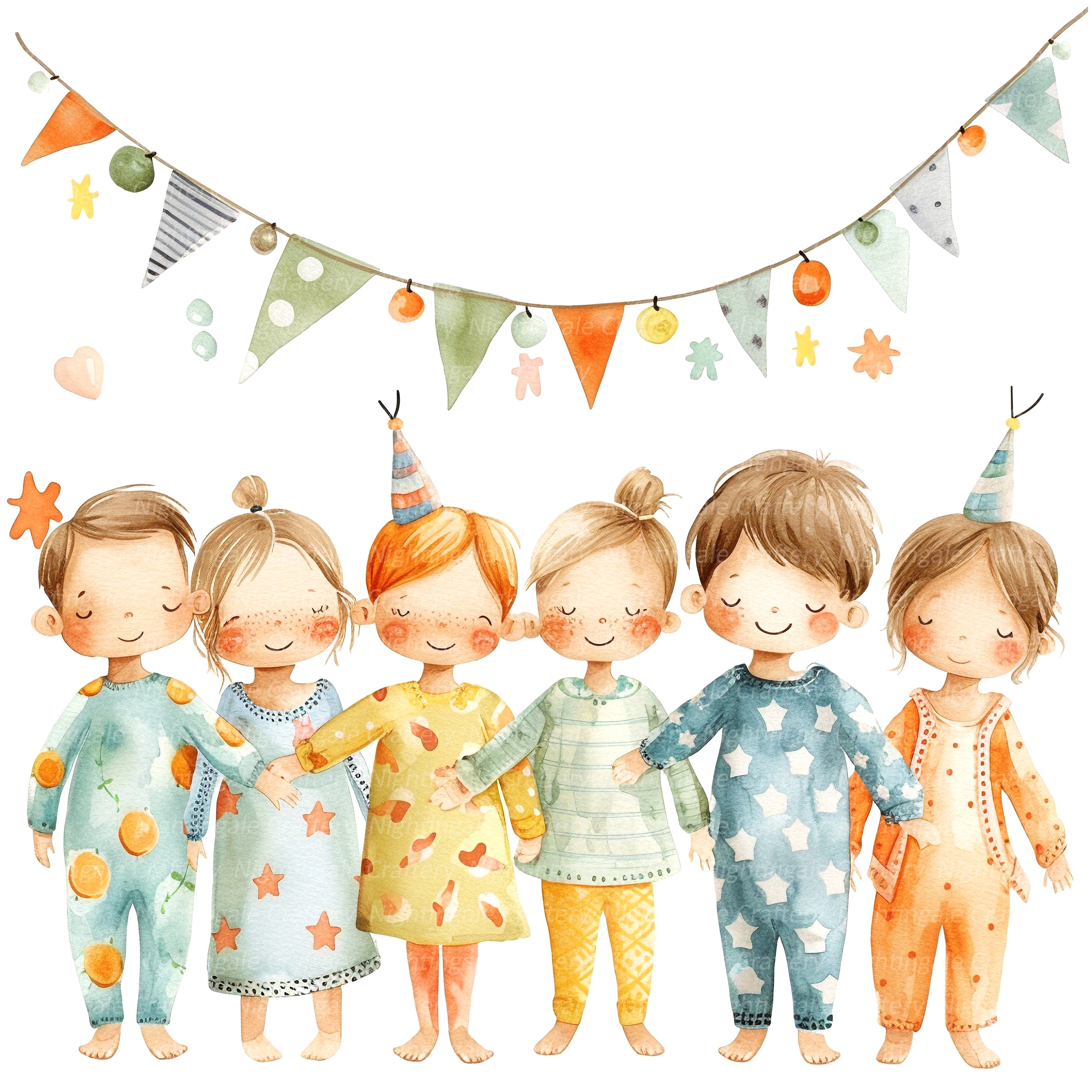 Kids Pajama Party Clipart Sleepover Clipart Pajamas Party Clipart