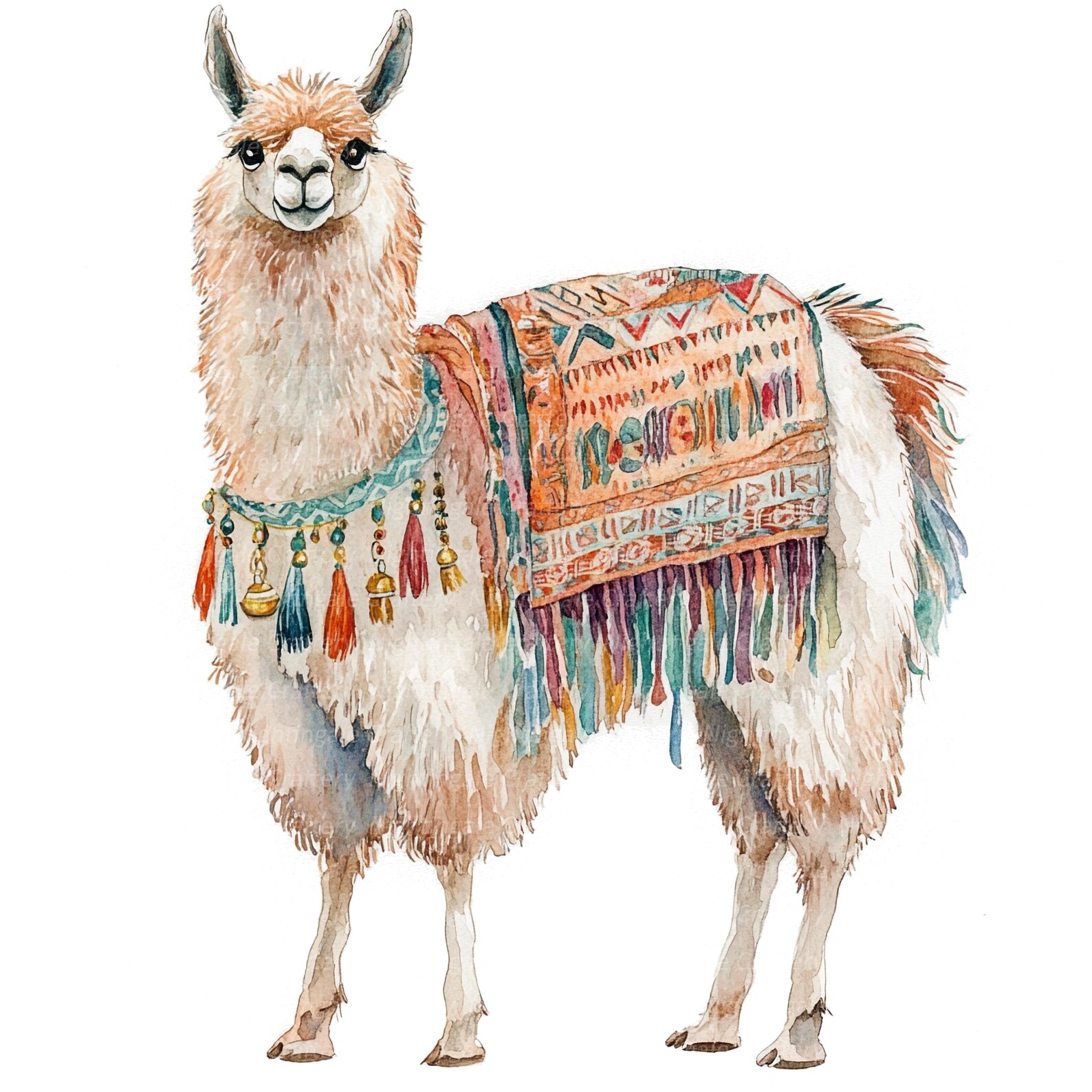 10 Lama Clipart, Llama, Funny Lama, Printable Watercolor Clipart, High ...