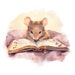 12 Mouse Reading Book Clipart, Mouse Bedroom, Printable Watercolor ...