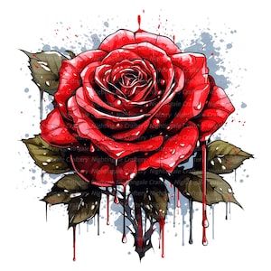 12 Graffiti Roses Clipart, Abstract Roses, Red Rose, Watercolor Clipart ...
