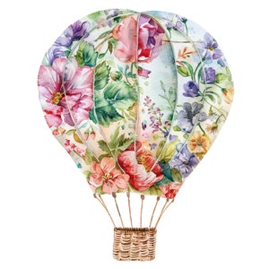 12 Hot Air Balloon Clipart, Floral Vintage Balloon, Printable ...