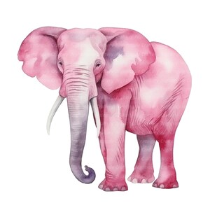 10 Pink Elephant Clipart, Watercolor Elephant, Printable Watercolor ...