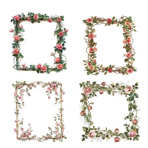 15 Roses Frames Clipart, Floral Frame Clipart, Pink Roses Frame ...