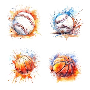 21 Sport Balls Clipart, Soccer, Basketball Clipart, Printable ...