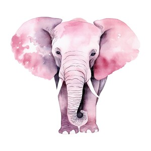 10 Pink Elephant Clipart, Watercolor Elephant, Printable Watercolor ...