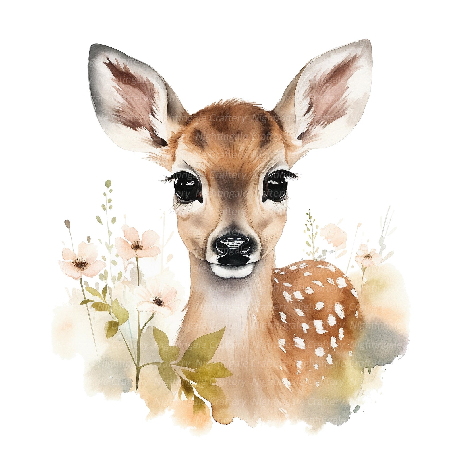 10 Fawn Baby Clipart, Bemby for Nursery, Printable Watercolor Clipart ...