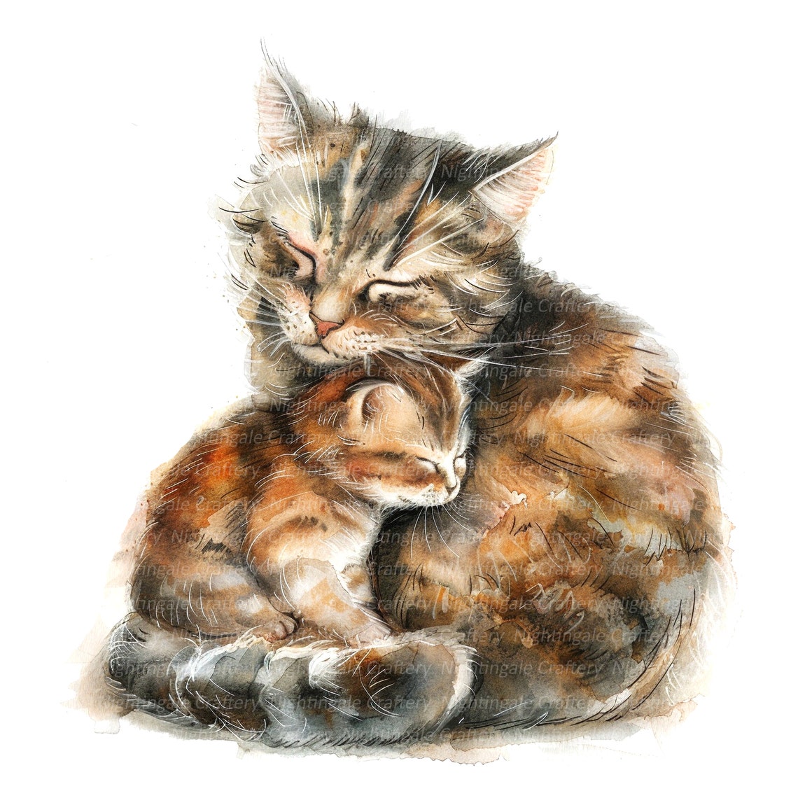 10 Cat and Kitten Clipart, Kitten Love Clipart, Printable Watercolor ...