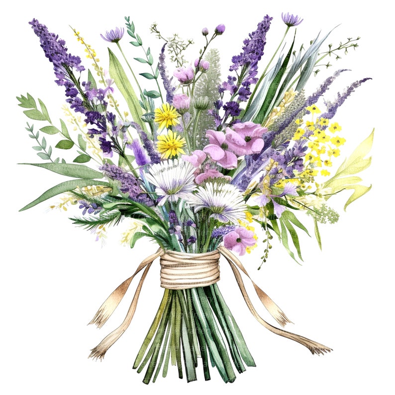 12 Lavender Bouquet Clipart Lavender Print Printable - Etsy