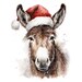 12 Donkey With Santa Hat Clipart, Funny Donkey, Printable Watercolor ...