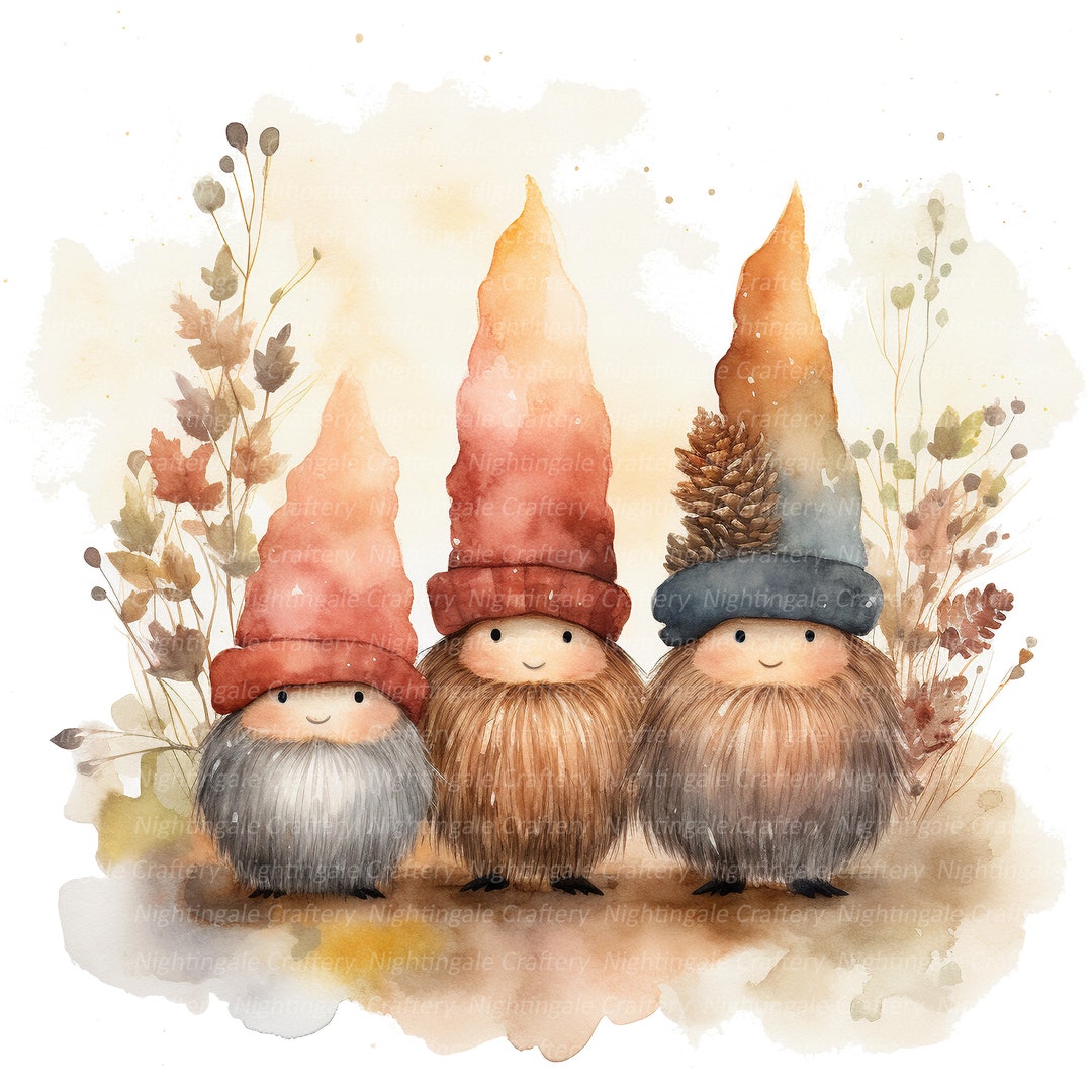 8 wunderliche Weihnachts Wichtel Clipart, druckbare Aquarell Clipart ...