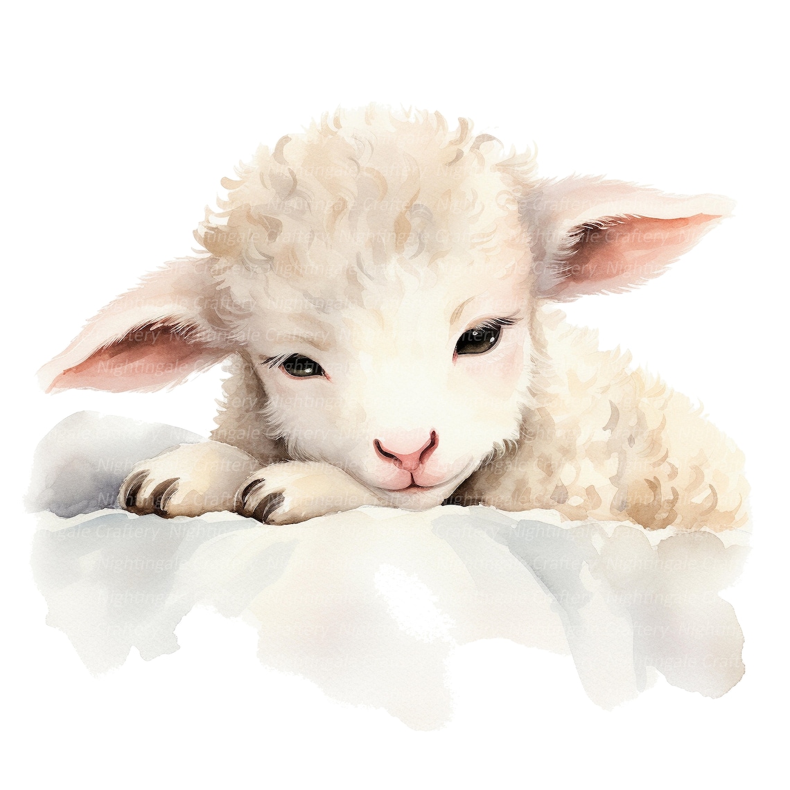 8 Cute Lamb Clipart, Watercolor Sheep Clipart, Printable Watercolor ...