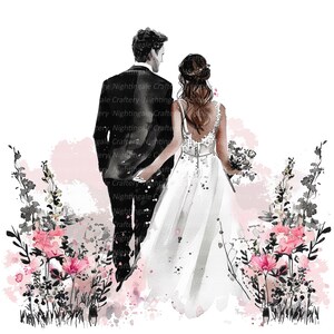 12 Abstract Wedding Couple Clipart, Printable Watercolor Clipart, High ...