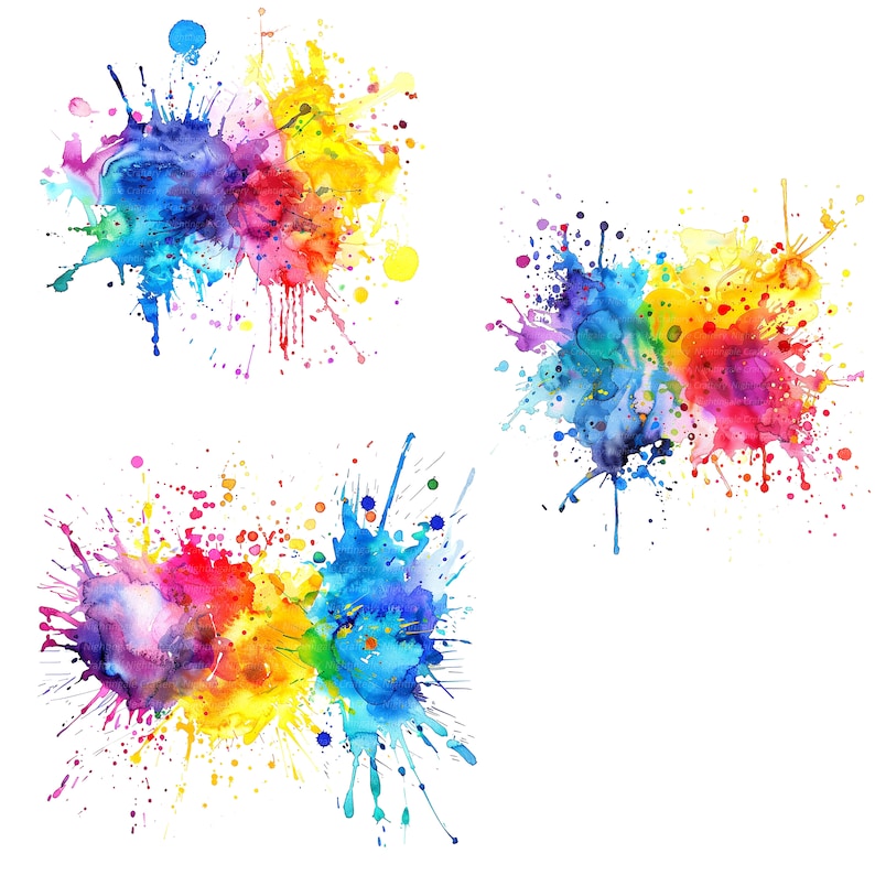 14 Color Splash Clipart, Paint Splash Coloured, Printable Watercolor ...