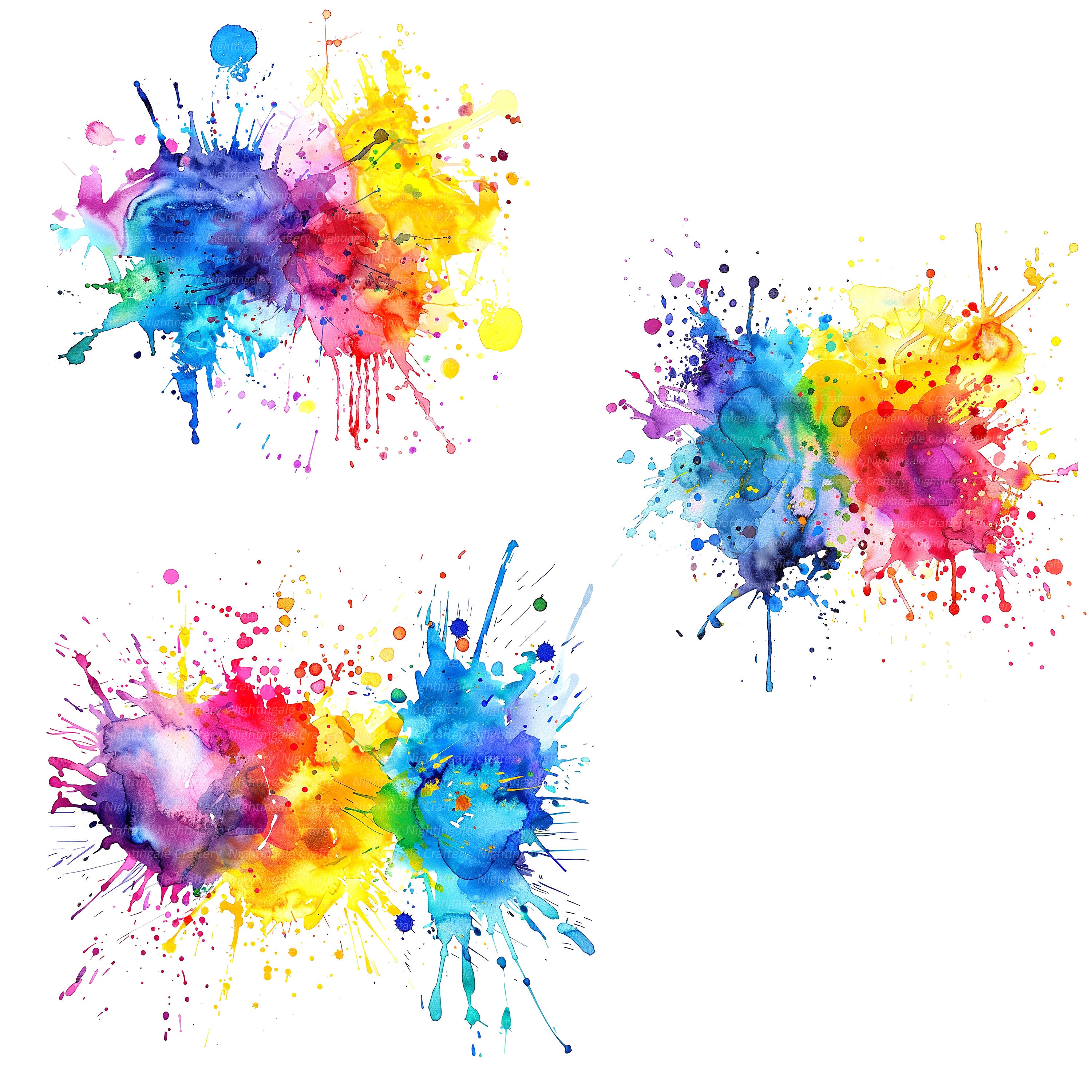 14 Color Splash Clipart, Paint Splash Coloured, Printable Watercolor ...