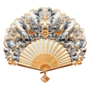 10 Luxury Hand Fan Clipart, Vintage Hand Fan, Printable Watercolor ...