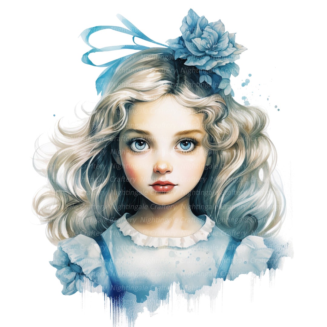 9 Alice in Wonderland Clipart, Vintage Girl, Printable Watercolor ...