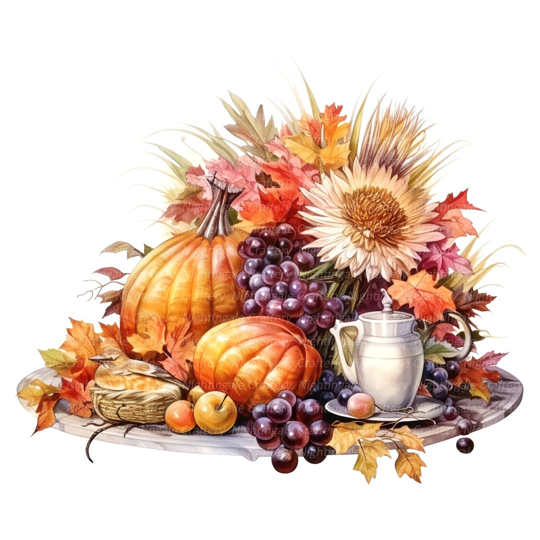 10 Thanksgiving Clipart, Autumn Vegetables, Printable Watercolor ...