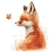 7 Fox and Butterfly Clipart, Cute Fox Baby, Printable Watercolor ...