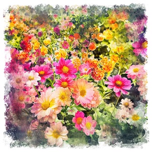 14 Spring Flowers Background Clipart, Digital Clipart, Watercolor ...