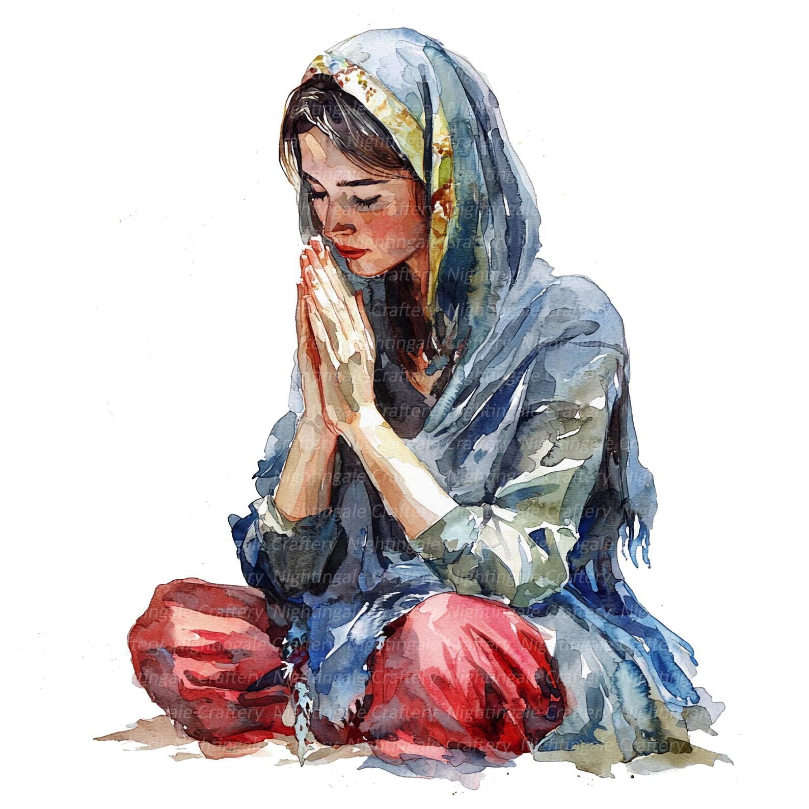 12 Biblical Woman Praying Clipart, Prayers, Printable Watercolor ...