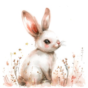 12 Lovely Bunny Clipart, Bunny Illustration, Printable Watercolor ...