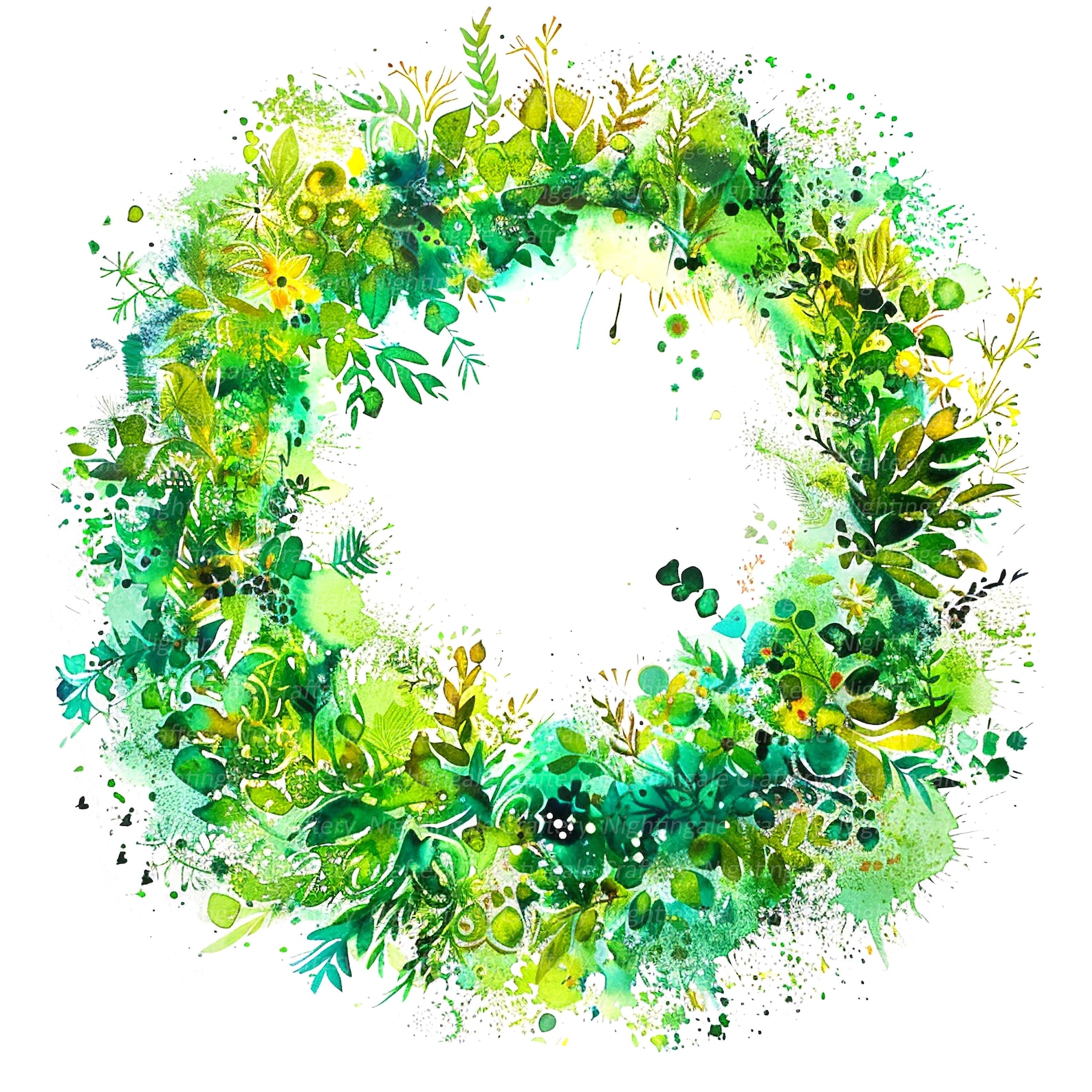 10 Greenery Wreath Clipart, Digital Clipart, Watercolor Clipart, Printable Clipart, Digital ...