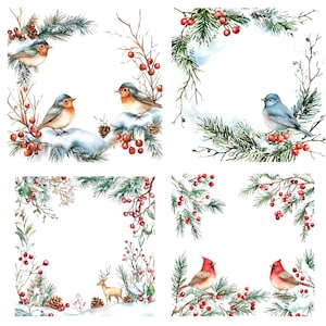 16 Christmas Frames Clipart, Christmas Card Border, Printable ...