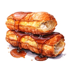 10 Tasty Eclair Clipart, Dessert Clipart, Printable Watercolor Clipart ...