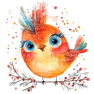 16 Whimsical Birds Clipart, Christmas Birds, Digital Clipart ...