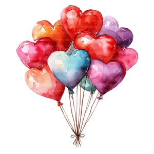 16 Valentine Day Balloons Clipart, Heart Shaped Balloons, Printable ...