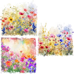14 Spring Flowers Background Clipart, Digital Clipart, Watercolor ...