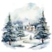 10 Christmas Card Clipart, Winter Landscape, Printable Watercolor ...