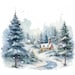 10 Christmas Card Clipart, Winter Landscape, Printable Watercolor ...