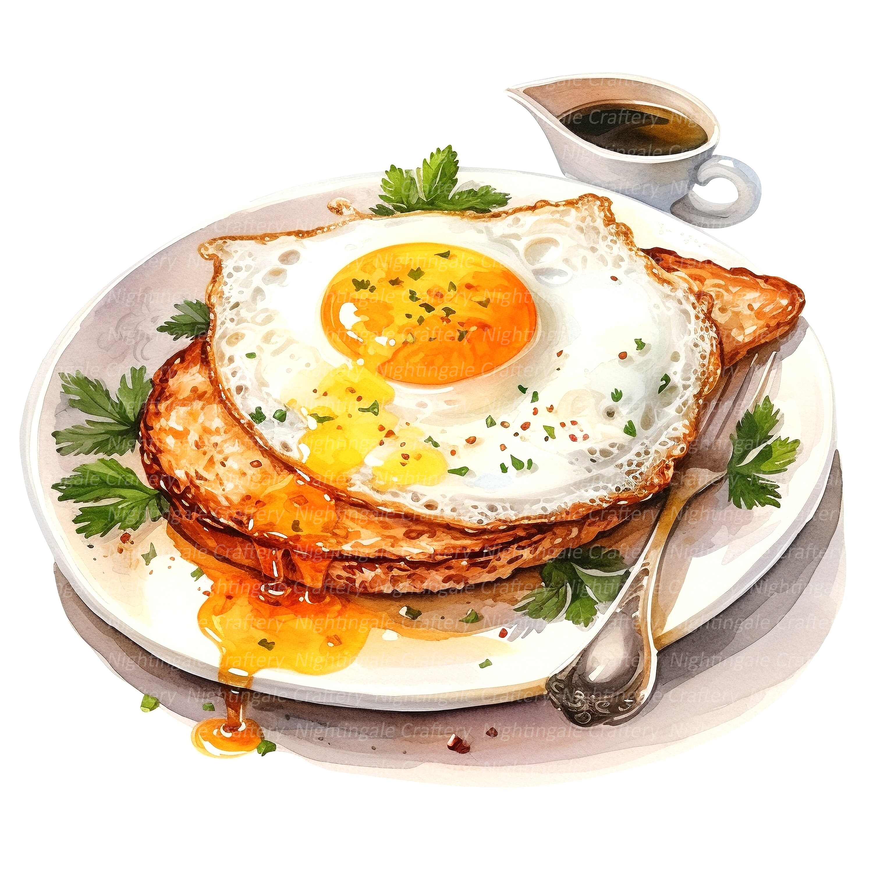 10 Breakfast Clipart Fried Eggs Clipart Printable Watercolor - Etsy