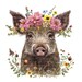 8 Wild Boar Floral Crown Clipart, Floral Boar, Printable Watercolor ...